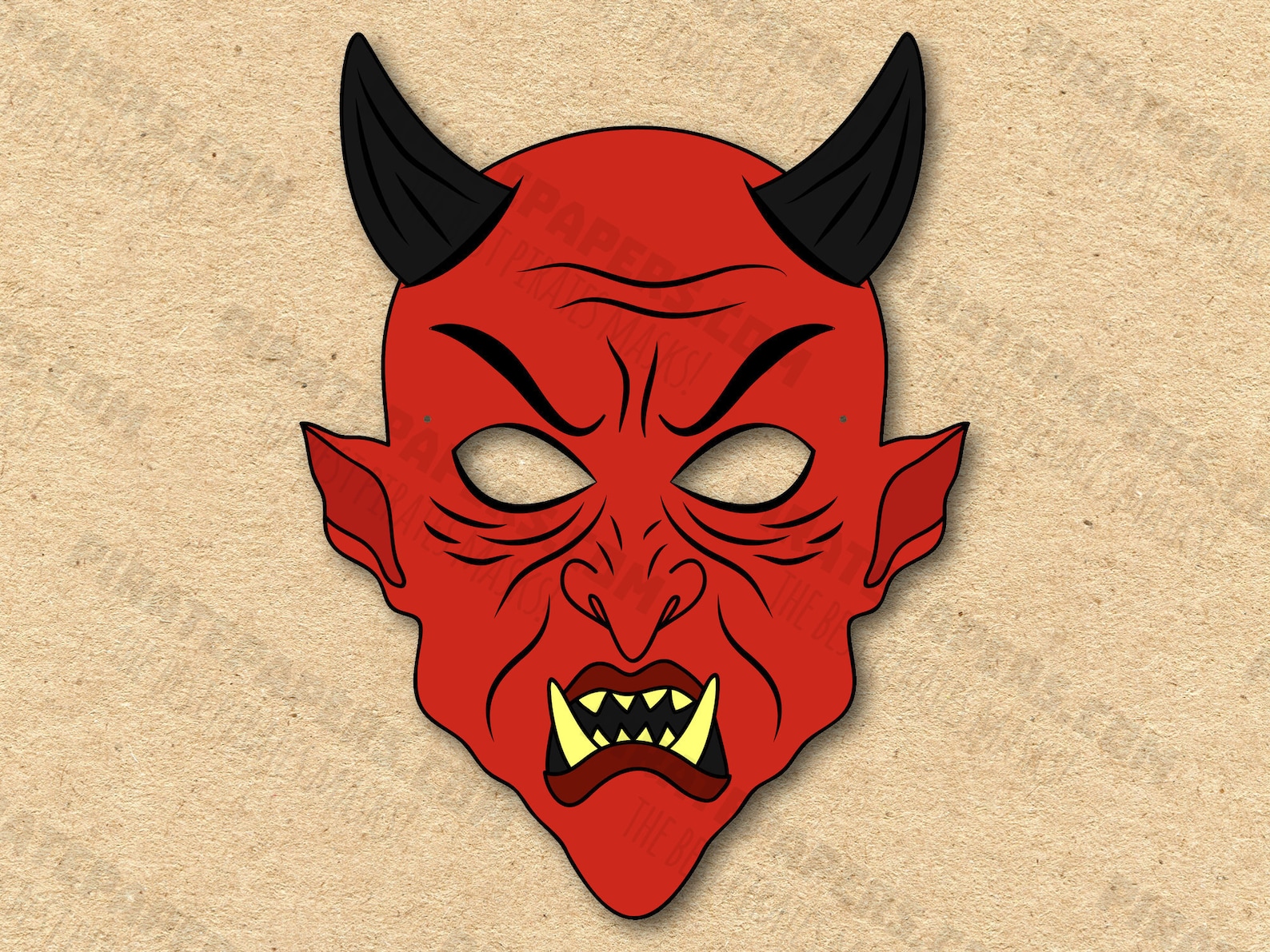 Demon Mask Printable, Paper DIY for Kids and Adults. PDF Template ...
