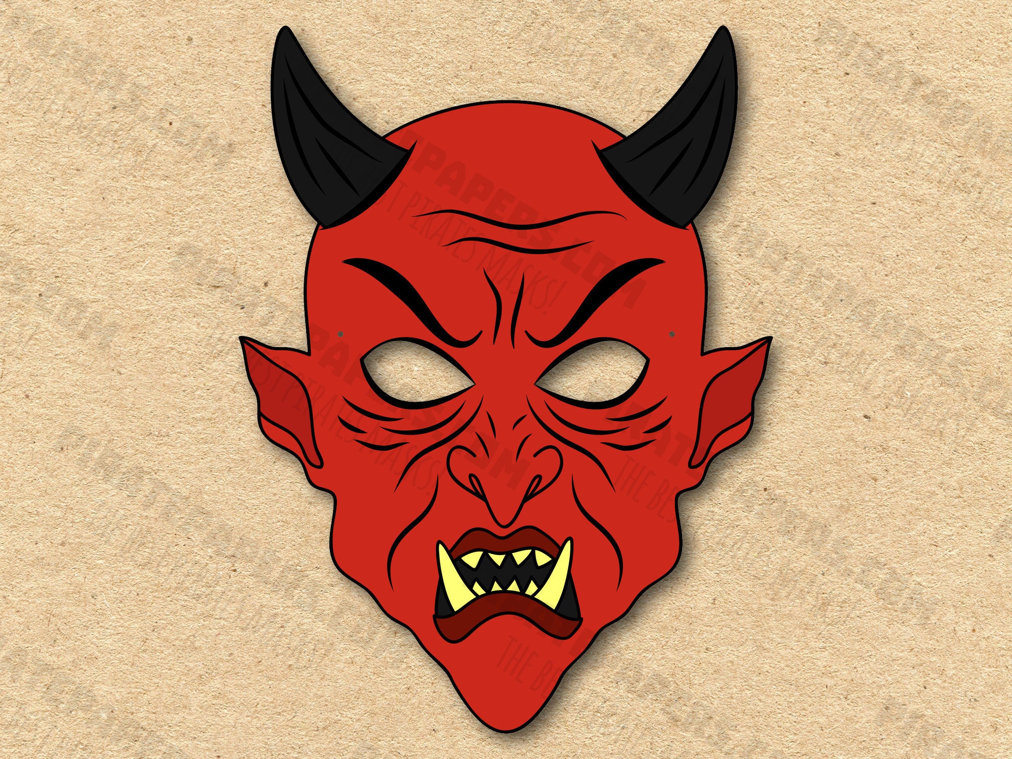 Demon Masks Printable Color Coloring, Paper DIY for Kids and Adults ...
