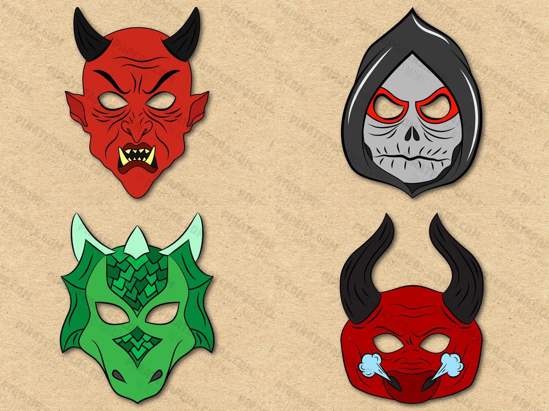 Mythical Creatures Masks Printable, Grim Reaper, Demon, Minotaur ...