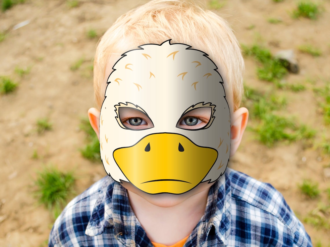 Duck Mask Printable, Paper DIY for Kids and Adults. PDF Template ...