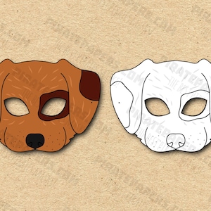 Dog Masks Printable Color + Coloring, Paper DIY for Kids and Adults ...