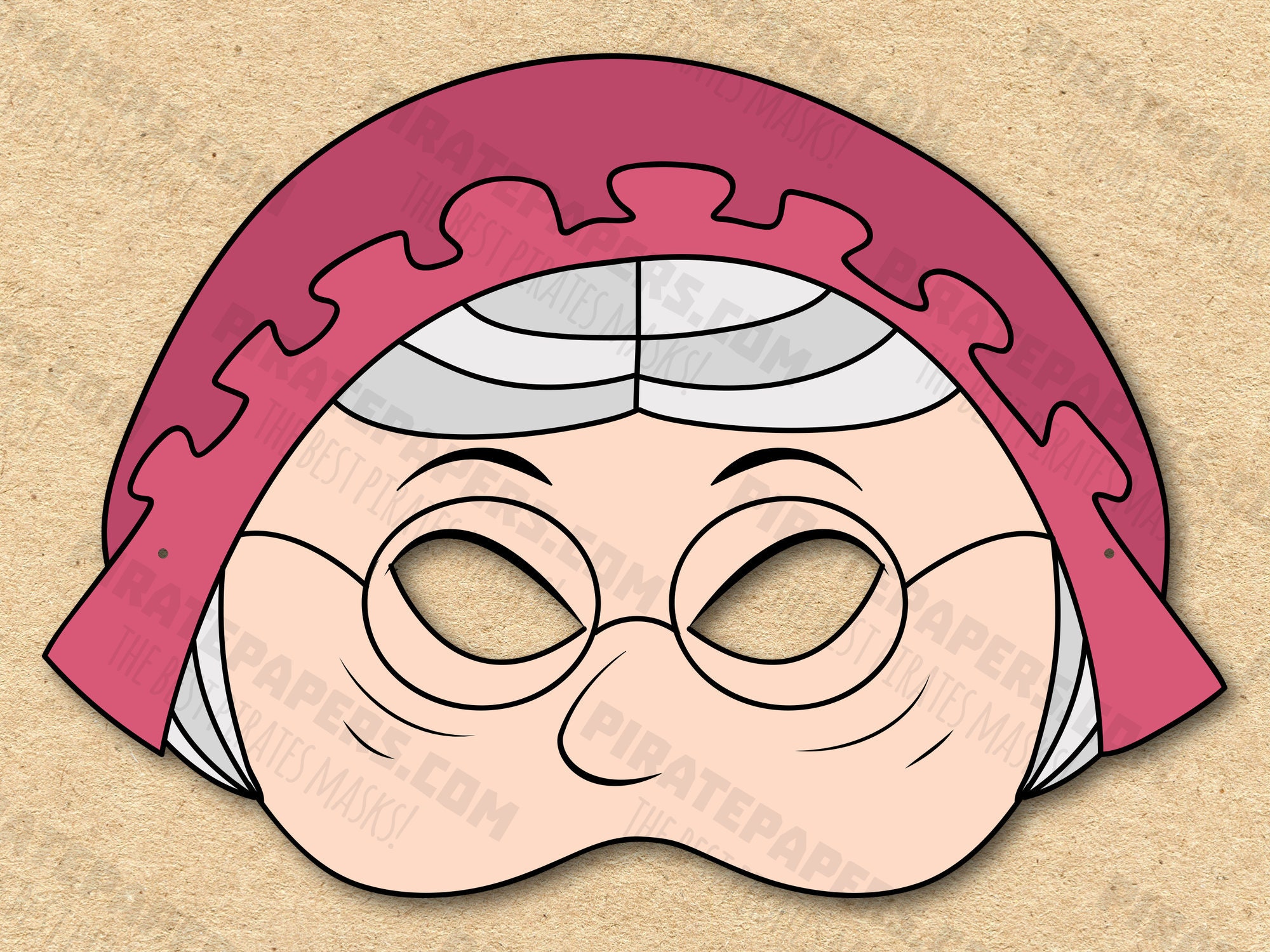 Grandma Color Coloring Printable Mask little Red Riding Hood, Paper DIY ...