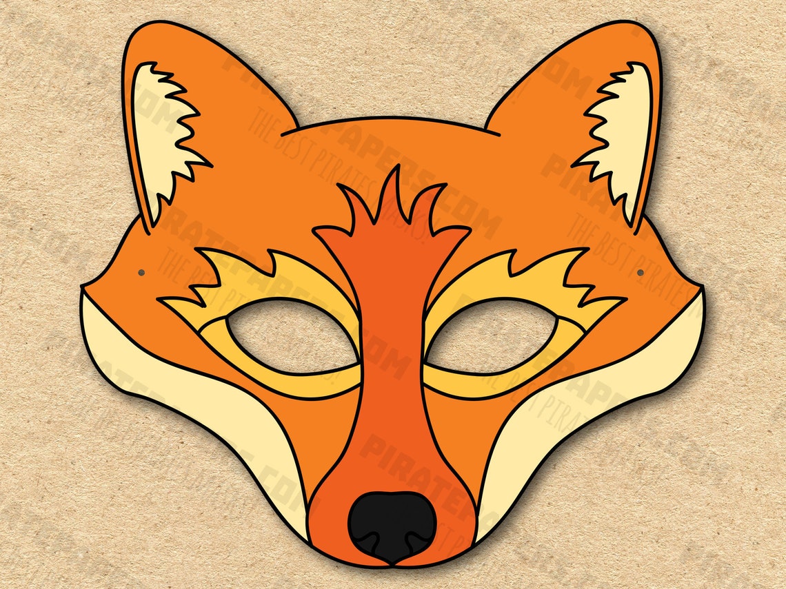 Fox Mask Printable, Paper DIY for Kids and Adults. PDF Template ...