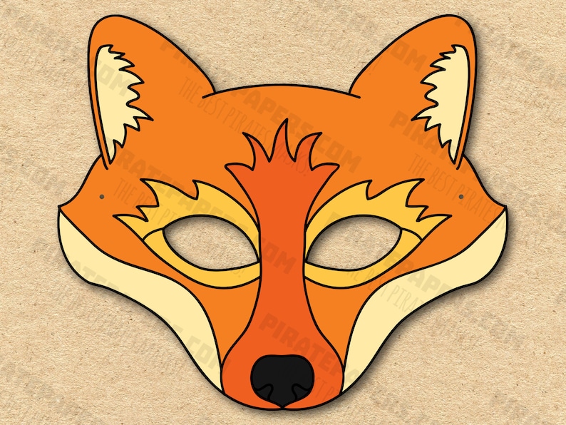 Fox Mask Printable, Paper DIY for Kids and Adults. PDF Template ...