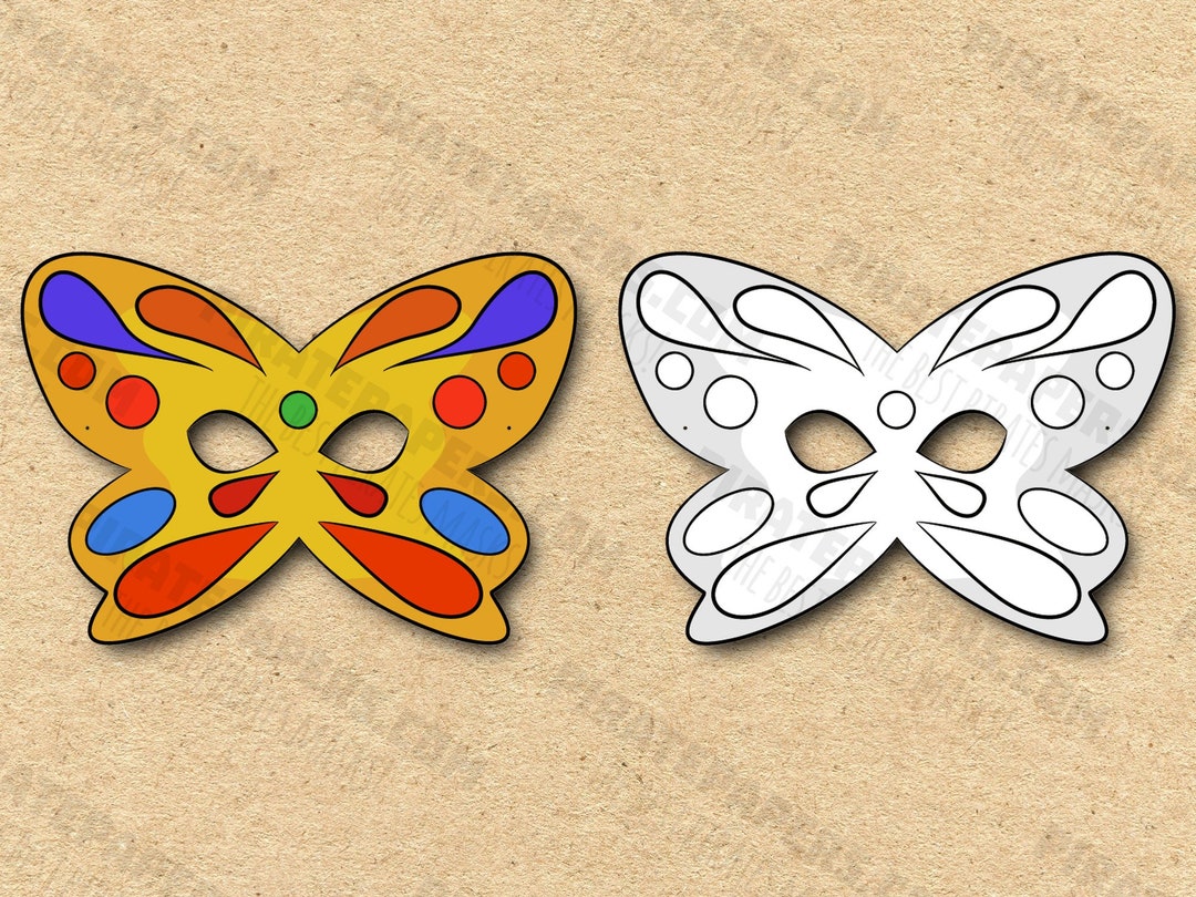 Butterfly Masks Printable Color + Coloring, Paper DIY for Kids and ...