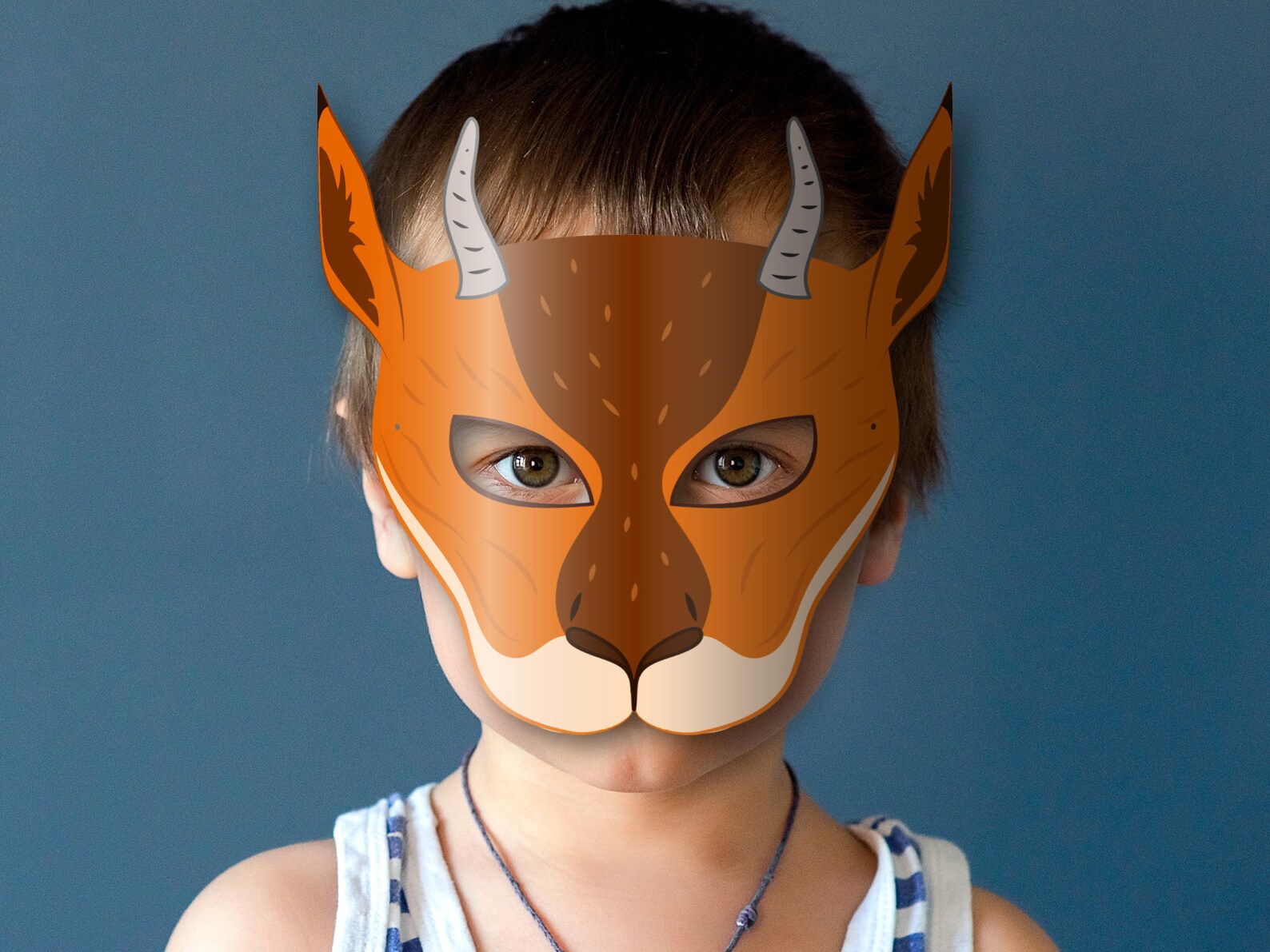 Antelope Mask Printable, Paper DIY for Kids and Adults. PDF Template ...