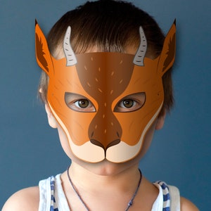 Antelope Mask Printable, Paper DIY for Kids and Adults. PDF Template ...