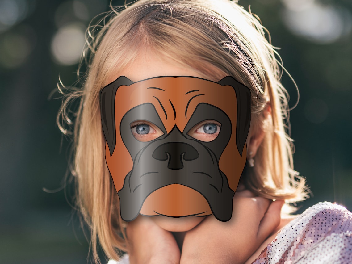 Dog Boxer Mask Printable Breed, Paper DIY for Kids and Adults. PDF ...