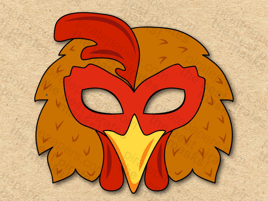Rooster Mask Printable Сoock Сhicken Paper DIY for Kids - Etsy
