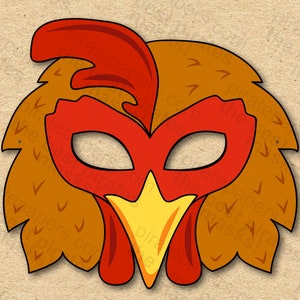 Rooster Mask Printable Сoock Сhicken Paper DIY for Kids - Etsy