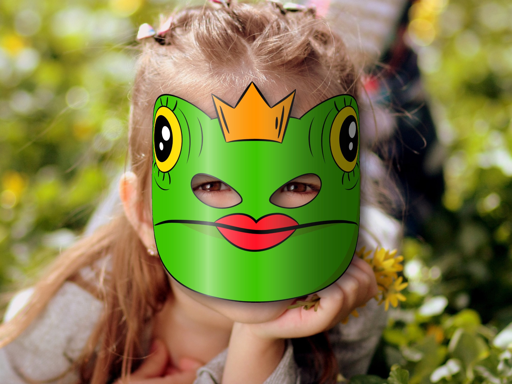 Frog Princess Mask Printable, Paper DIY for Kids and Adults. PDF ...