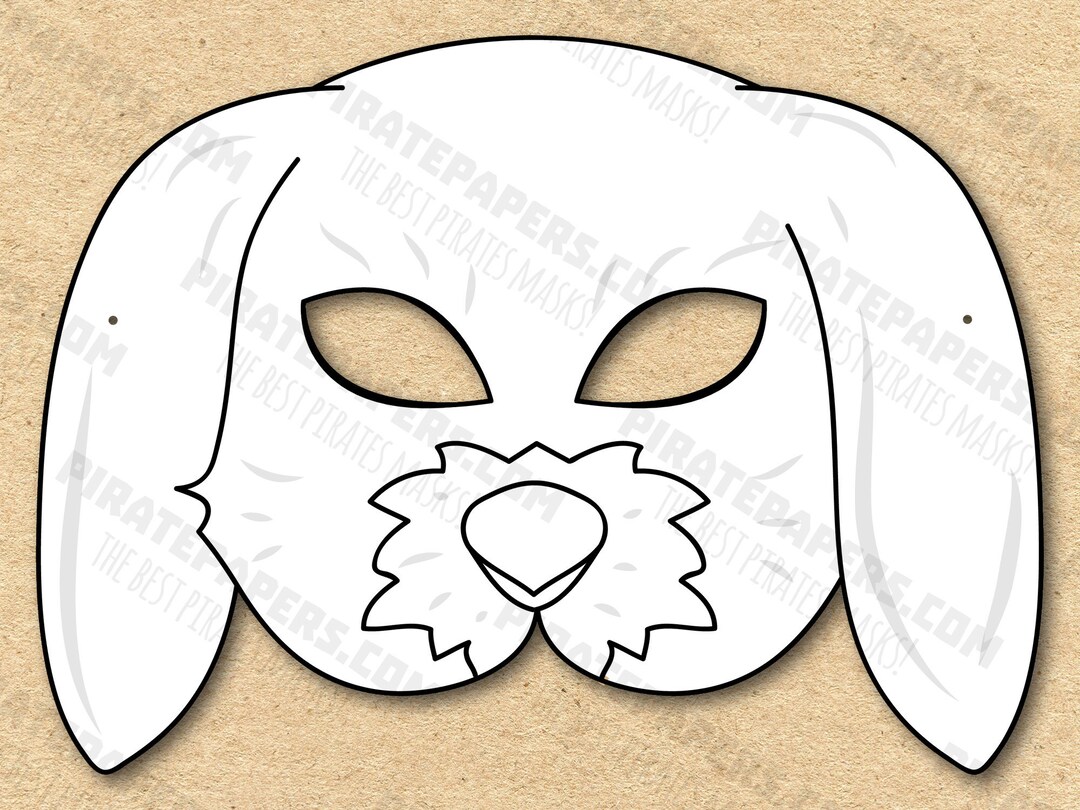 Rabbit Mask Printable Coloring, Paper DIY for Kids and Adults. PDF ...
