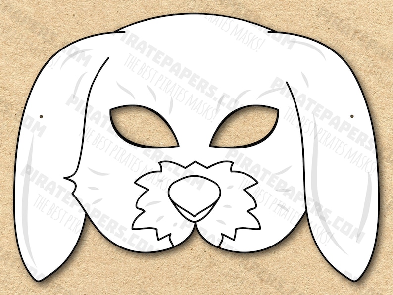 Rabbit Mask Printable Coloring, Paper DIY for Kids and Adults. PDF ...