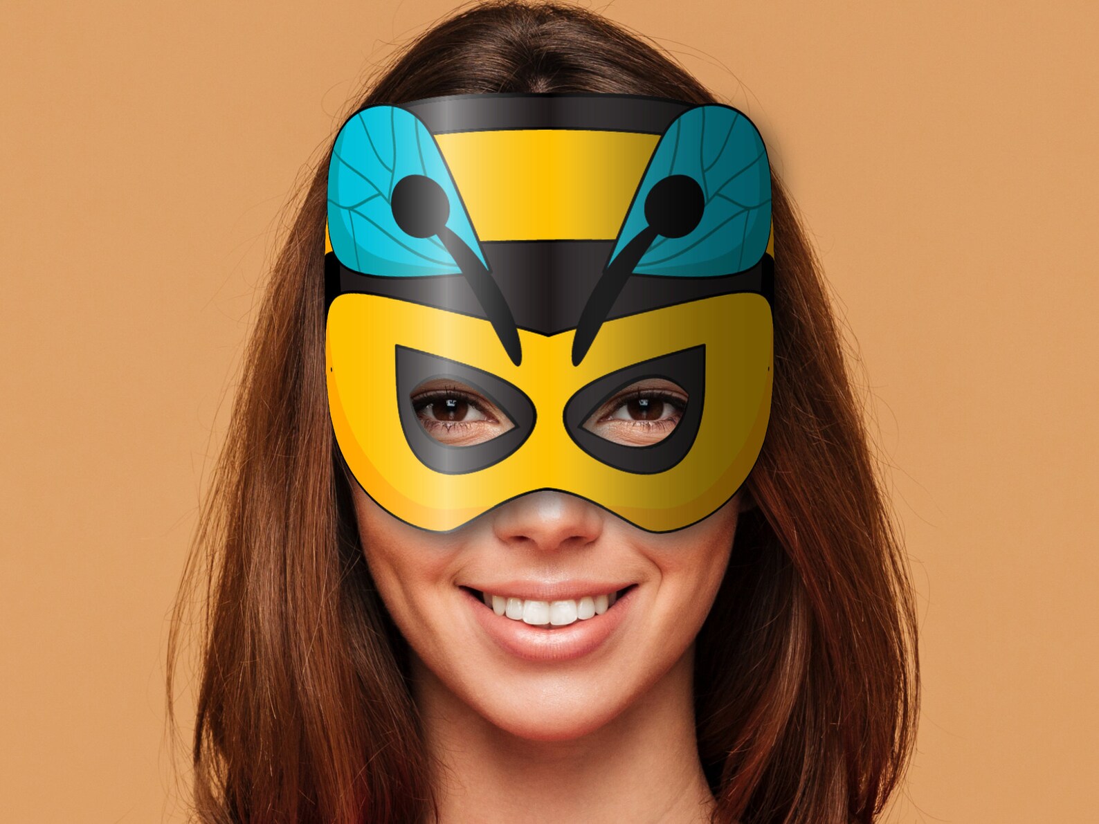 Bee Mask Printable, Paper DIY for Kids and Adults. PDF Template ...