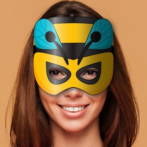 Bee Mask Printable, Paper DIY for Kids and Adults. PDF Template ...