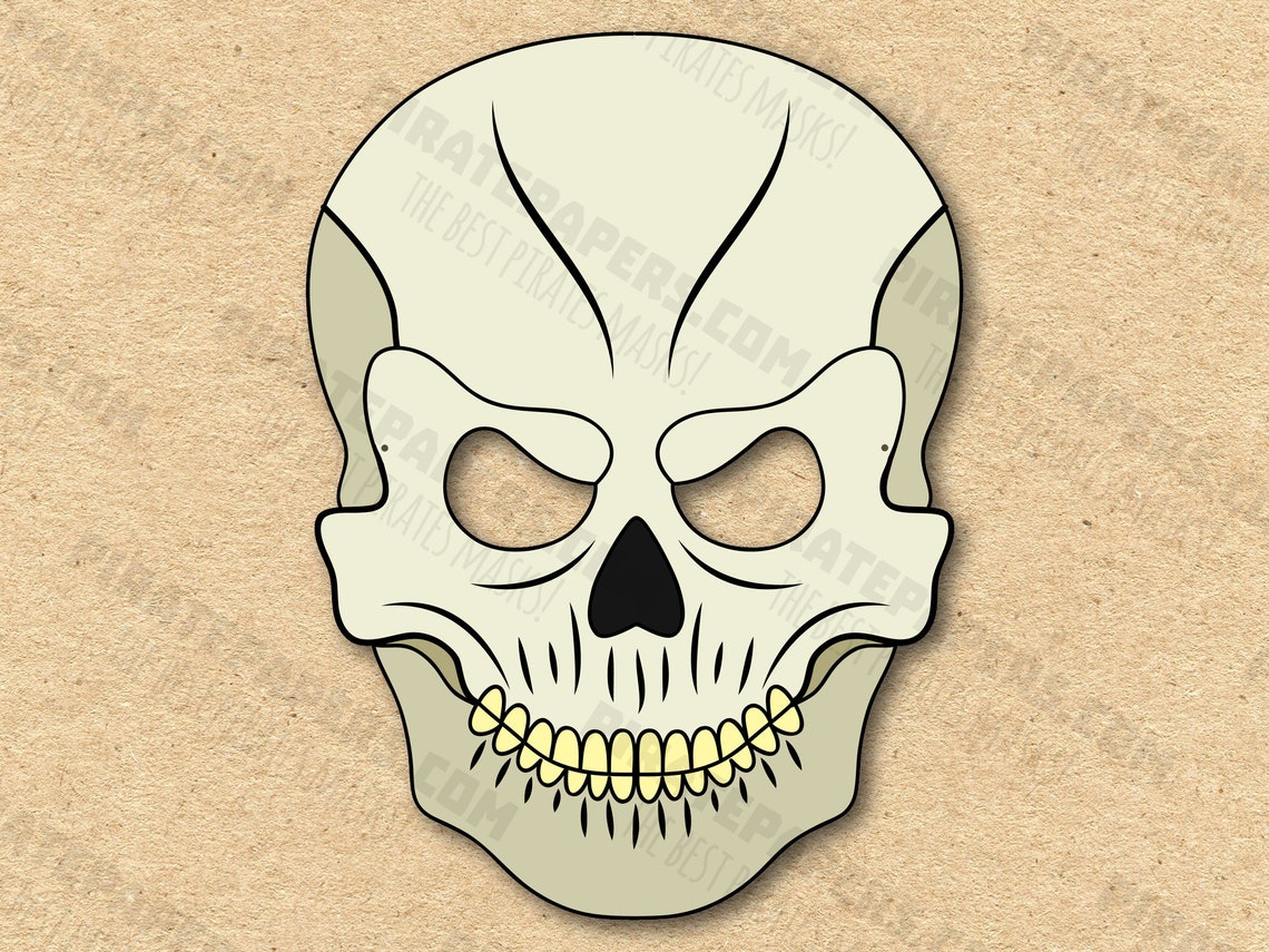 Skull Mask Printable, Paper DIY for Kids and Adults. PDF Template ...