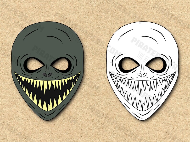 Creepy Masks Printable Color + Coloring, Paper DIY for Kids and Adults ...