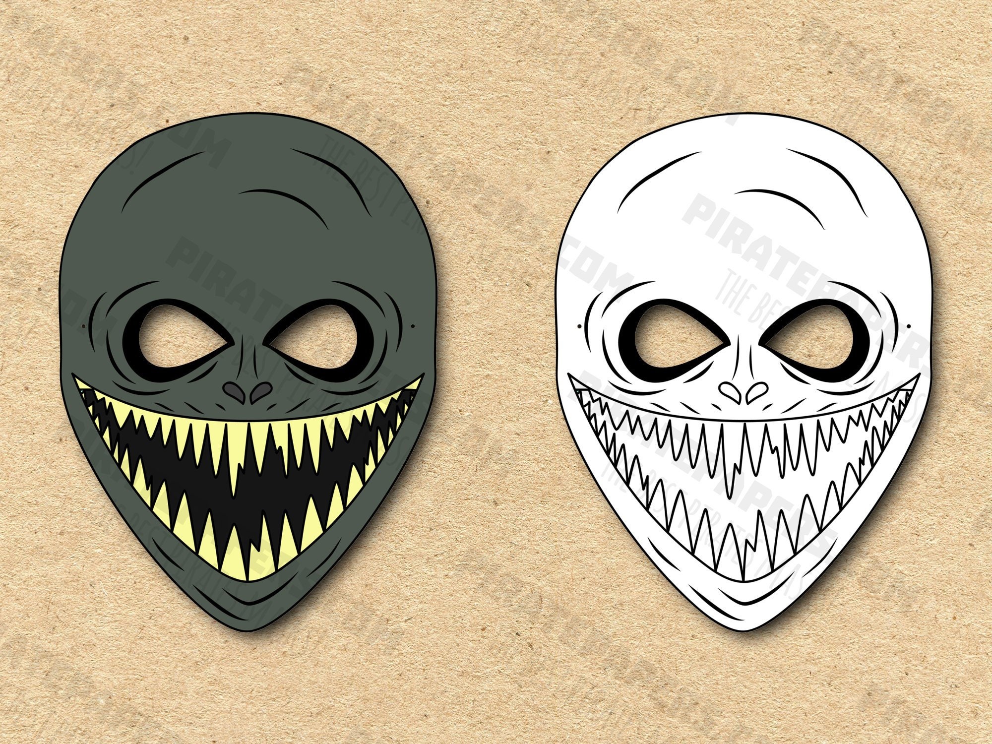 Creepy Masks Printable Color + Coloring, Paper DIY for Kids and Adults ...