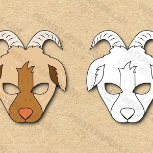 Goat Masks Printable Color + Coloring, Paper DIY for Kids and Adults ...
