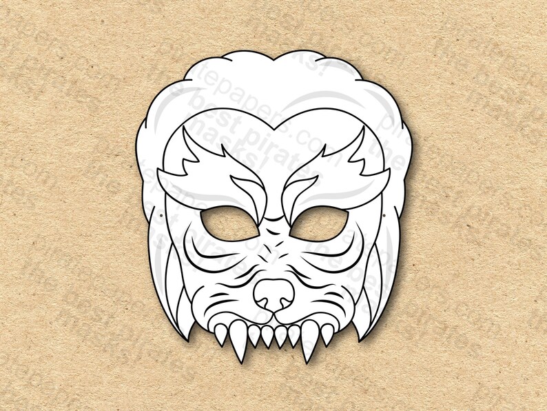 Werewolf Mask Printable Coloring Paper DIY for Kids and - Etsy