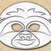 Rainforest Animals 2 Masks Printable Coloring, Tiger, Sloth, Capybara ...