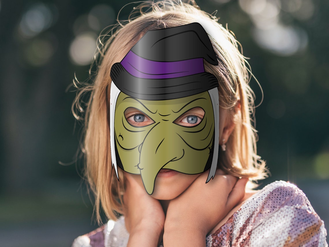 Witch Mask Printable, Paper DIY for Kids and Adults. PDF Template ...