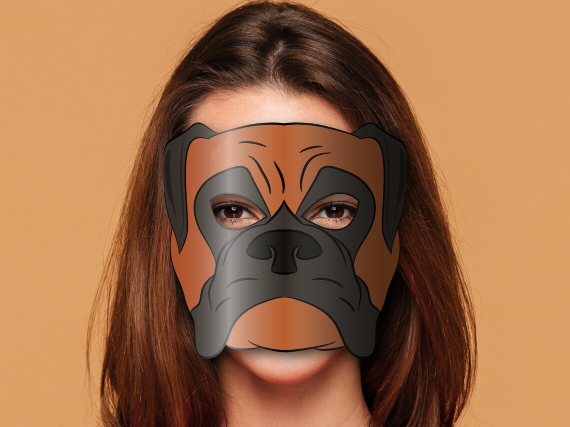 Dog Boxer Mask Printable Breed, Paper DIY for Kids and Adults. PDF ...