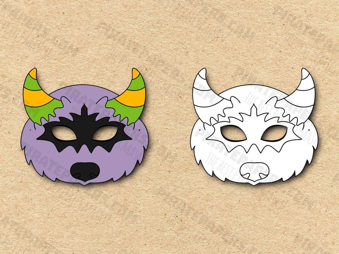 Monster #7 Masks Printable Color + Coloring, Paper DIY for Kids and ...