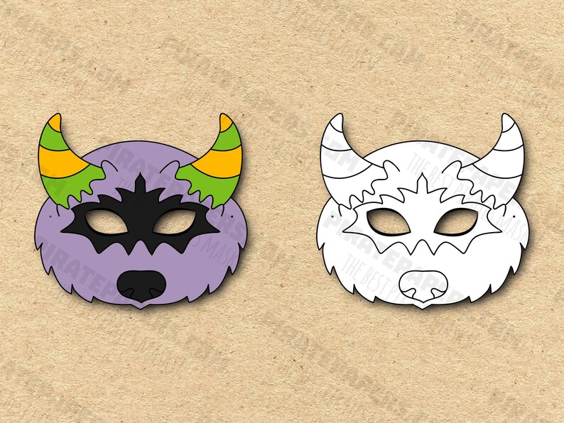 Monster #7 Masks Printable Color + Coloring, Paper DIY for Kids and ...