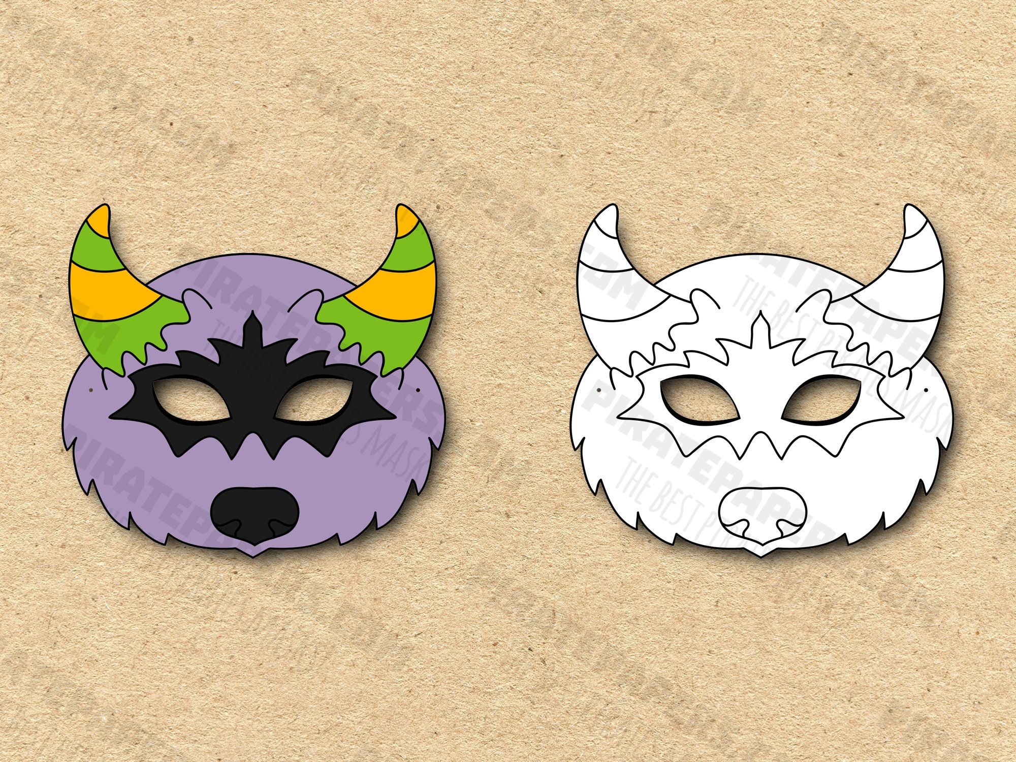 Monster 7 Masks Printable Color Coloring, Paper DIY for Kids and Adults ...