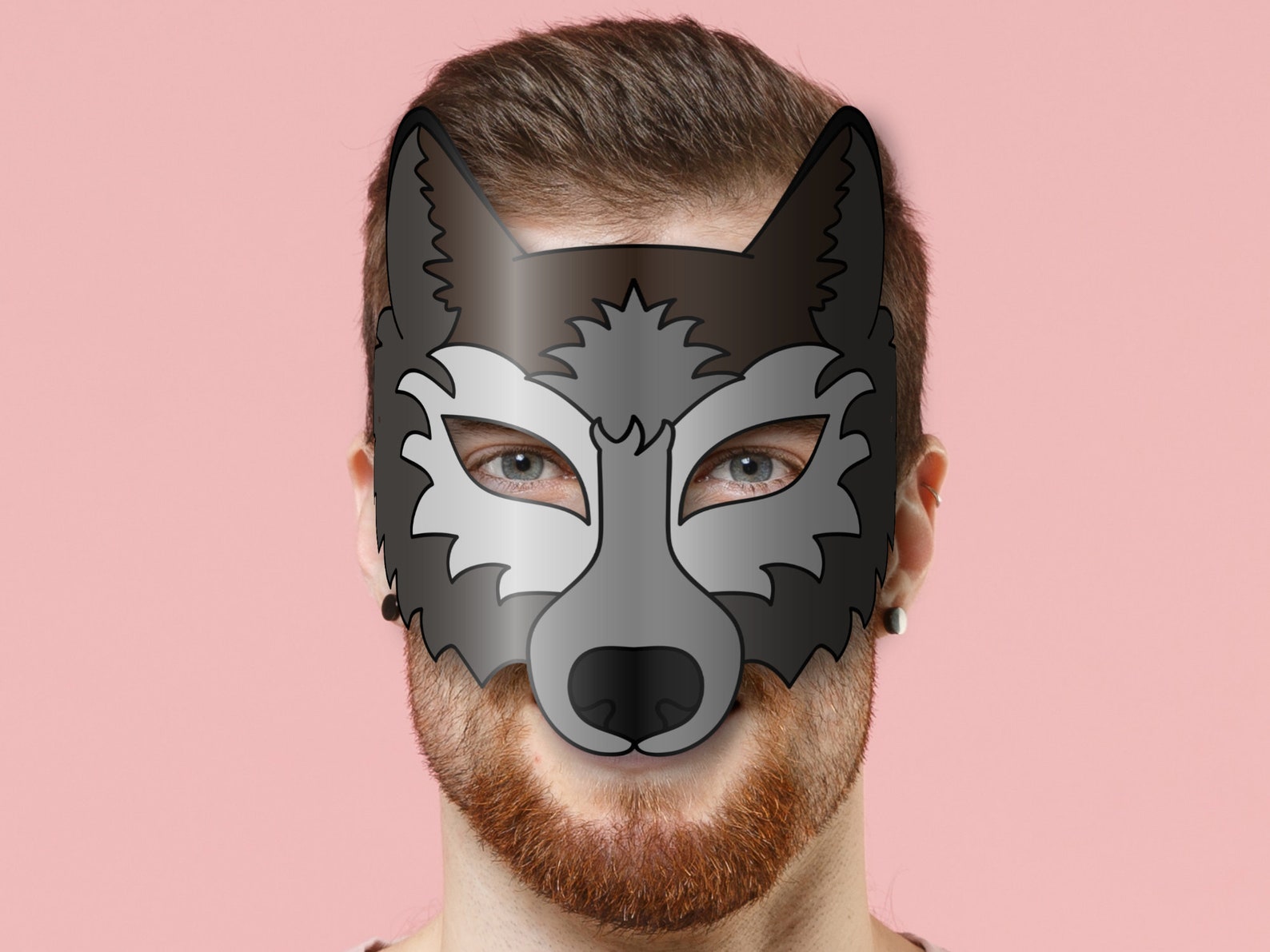 Wolf Mask Printable Wolf Costume Animal Mask Grey Wolf Masks Kids Mask ...