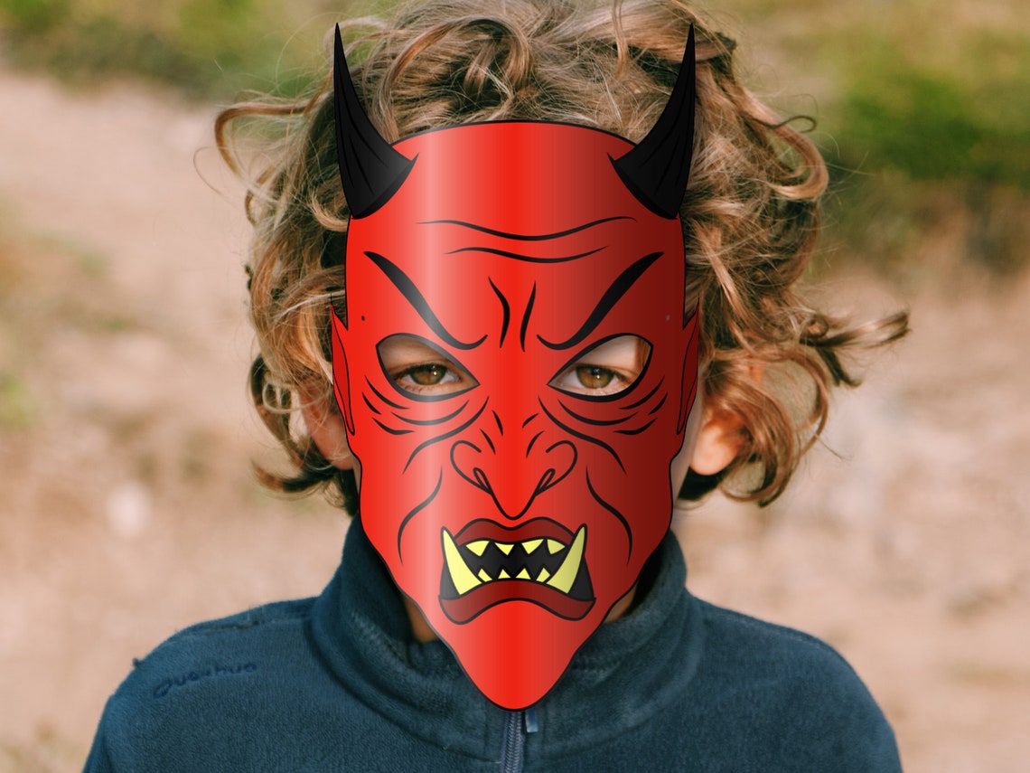 Demon Mask Printable, Paper DIY for Kids and Adults. PDF Template ...