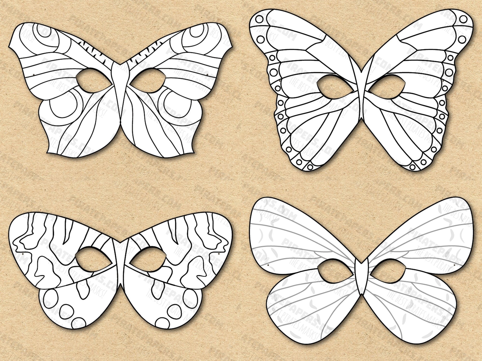 Butterflies Masks Printable Coloring, Butterfly Peacock, Butterfly Blue ...