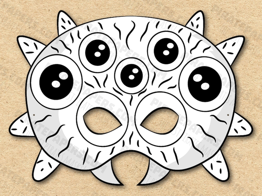 Spider Mask Printable Coloring, Paper DIY for Kids and Adults. PDF ...