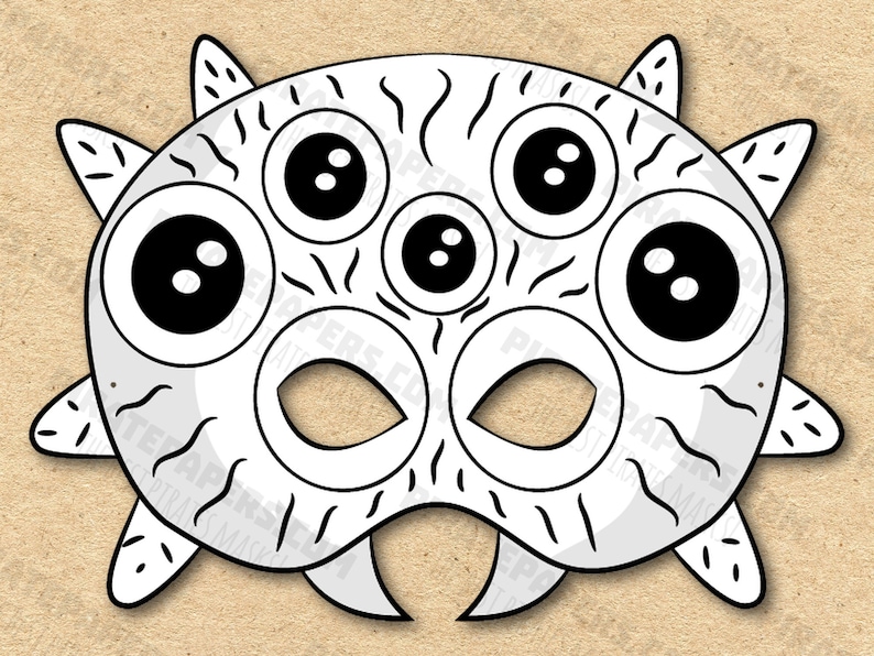 Spider Mask Printable Coloring, Paper DIY for Kids and Adults. PDF ...