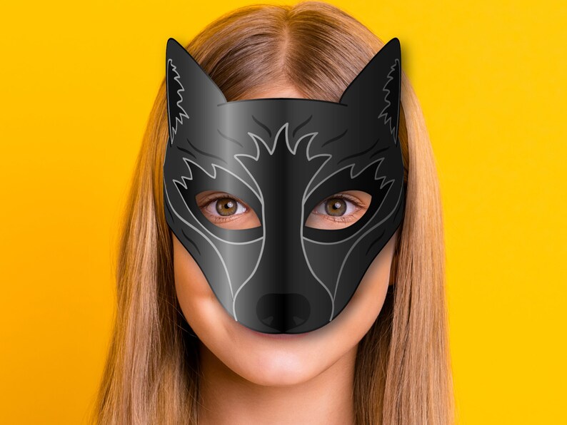 Black Fox Mask Printable, Paper DIY for Kids and Adults. PDF Template ...