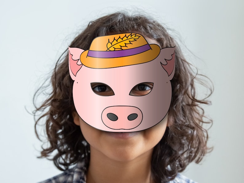 Pig 2 Mask Printable the Three Little Pigs, Paper DIY for Kids and ...