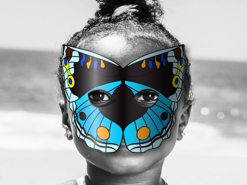 Butterfly Mask Printable Blue Pansy Paper DIY for Kids and - Etsy