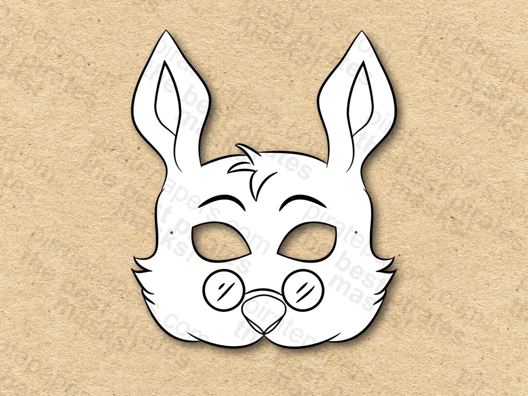 White Rabbit Mask Printable Coloring alice in Wonderland - Etsy