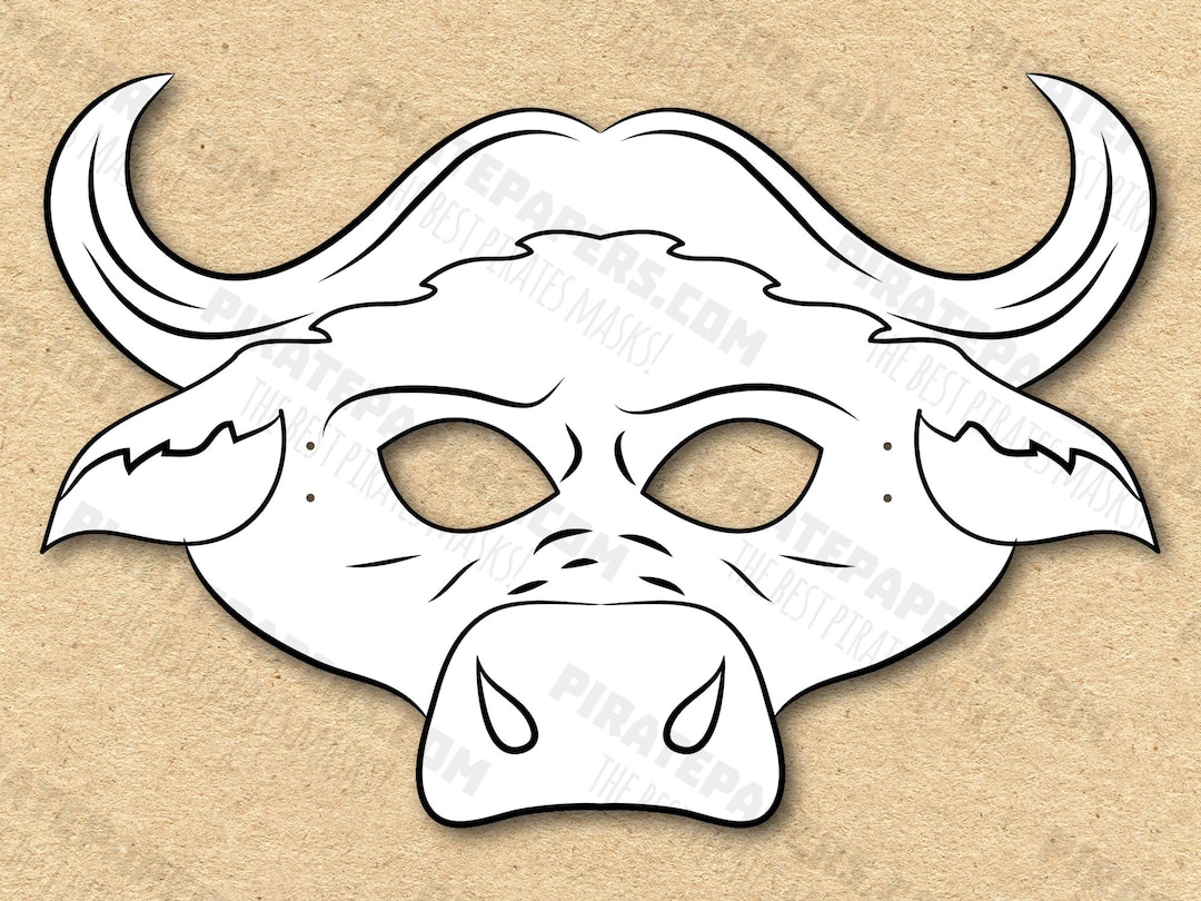 Buffalo Mask Printable Coloring, Paper DIY for Kids and Adults. PDF ...