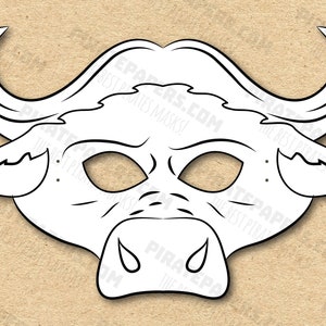 Buffalo Mask Printable Coloring, Paper DIY for Kids and Adults. PDF ...