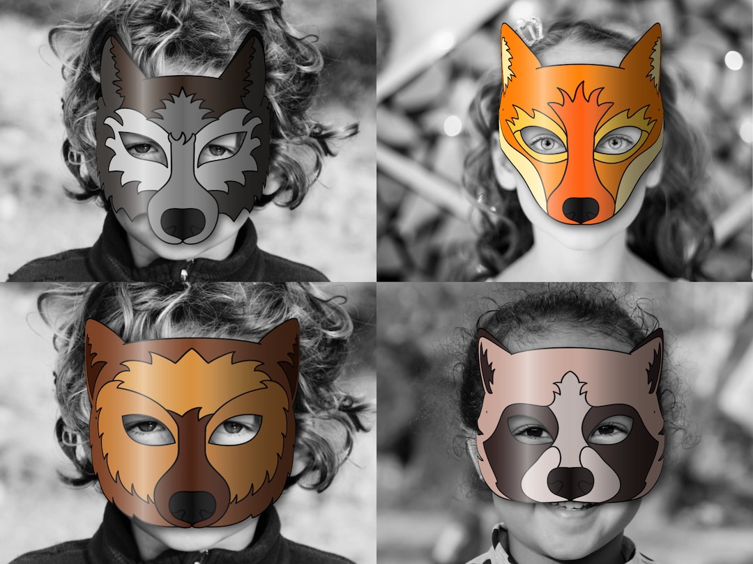 Woodland Forest Animals Masks Printable Wolf Fox Bear - Etsy