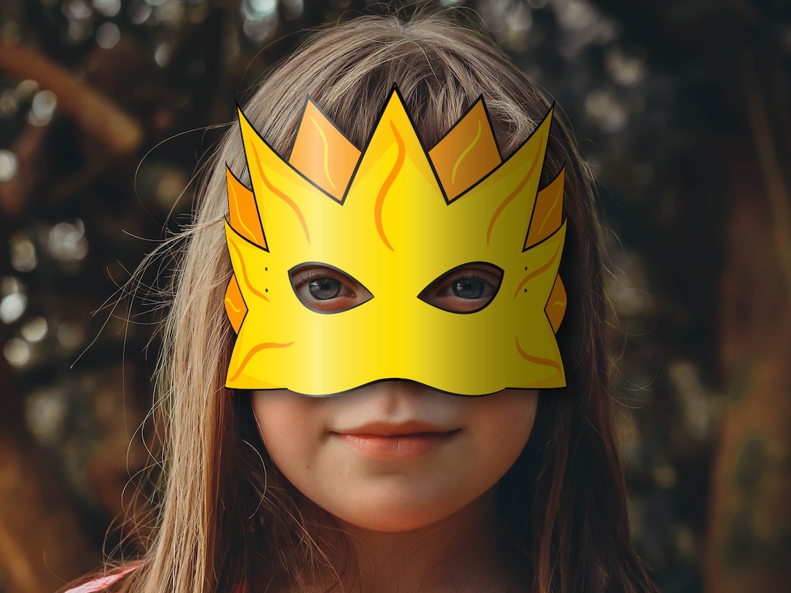 Sun Mask Printable, Paper DIY for Kids and Adults. PDF Template ...