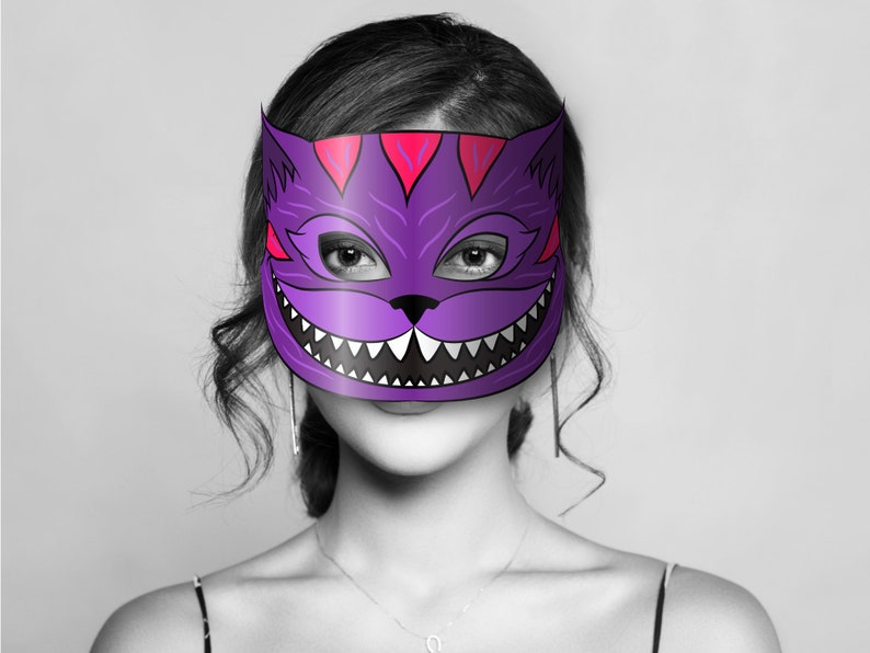 Cheshire Cat Mask Printable alice in Wonderland Paper DIY - Etsy