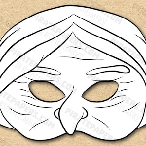 Old Woman Masks Printable Color + Coloring, Paper DIY for Kids and ...