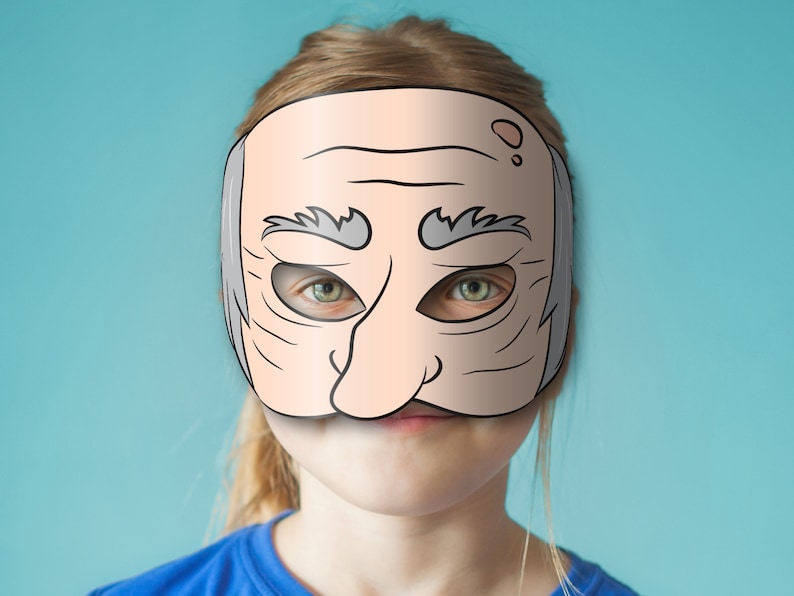 Old Man Mask Printable, Paper DIY for Kids and Adults. PDF Template ...