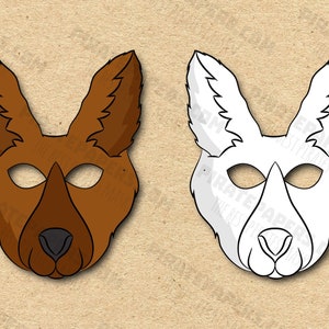 Kangaroo Masks Printable Color + Coloring, Paper DIY for Kids and ...