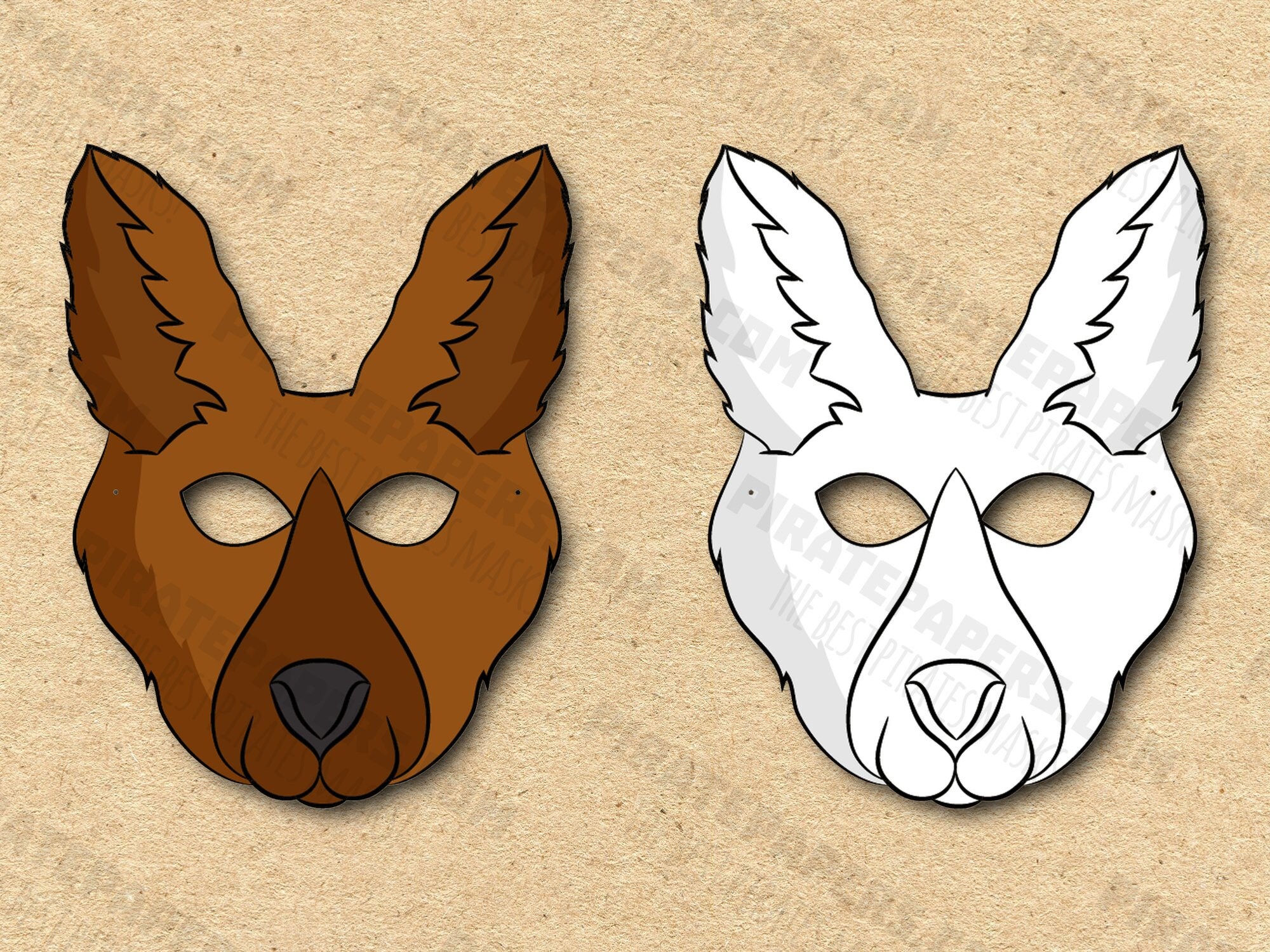 Kangaroo Masks Printable Color Coloring, Paper DIY for Kids and Adults ...