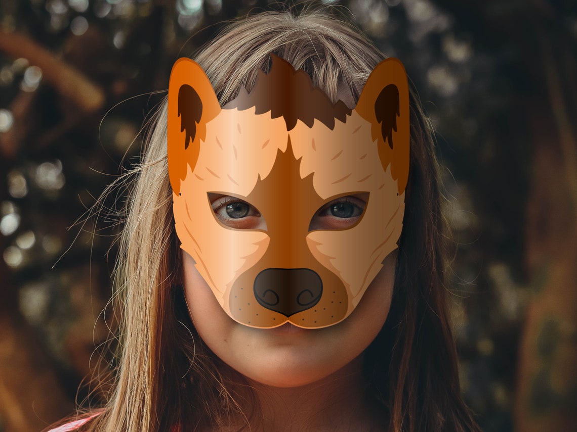 Hyena Mask Printable, Paper DIY for Kids and Adults. PDF Template ...