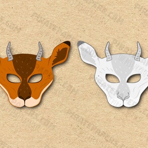 Antelope Masks Printable Color + Coloring, Paper DIY for Kids and ...